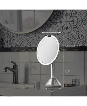 SIMPLEHUMAN 8 Sensor Makeup Mirror, 5x Magnification & Adjustable Brightness - Silver