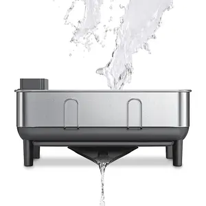 SIMPLEHUMAN Compact Steel Frame Dish Drying Rack With Swivel Spout Drain - Silver