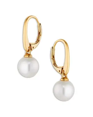 Nadri Cultured Freshwater Pearl Drop Earrings - Gold