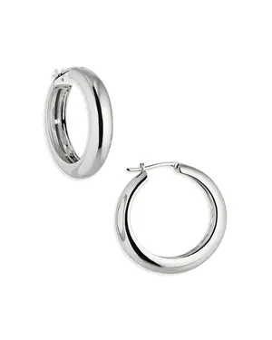 Nadri Brunch Medium Hoop Earrings - Silver