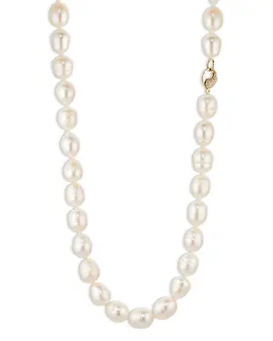 Nadri Cubic Zirconia And Cultured Freshwater Pearl Collar Necklace - Gold