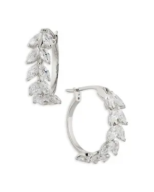 Nadri Wildflower Cubic Zirconia Hoop Earrings - Silver