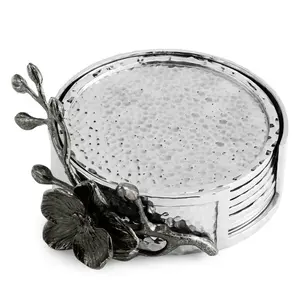 Michael Aram Black Orchid Coasters, Set Of 6 - Nickelplate