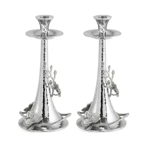 Michael Aram White Orchid Taper Candleholder, Set Of 2 - Stainless Steel