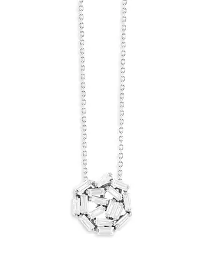 SUZANNE KALAN 18k Gold Fireworks Diamond Baguette Circle Pendant Necklace - White