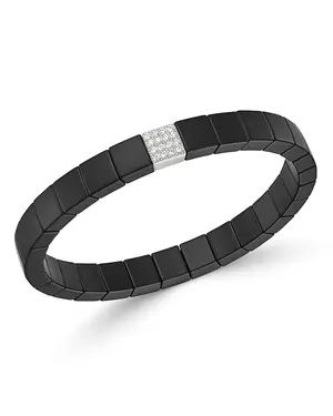 Roberto Demeglio 18k White Gold, Ceramic And Diamond Scacco Bracelet - White/black