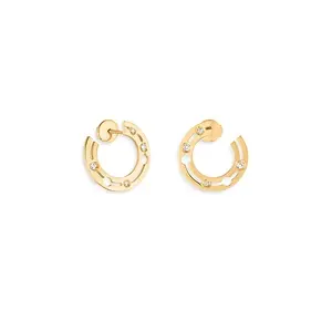 DINH VAN 18k Yellow Pulse Hoop Earrings With Diamonds - Gold