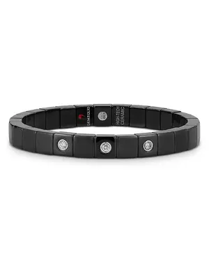 Roberto Demeglio 18k White Gold, Diamond And Ceramic Scacco Stretch Bracelet - White/black