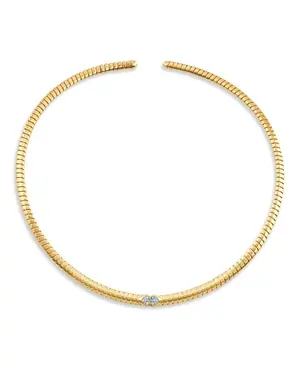 Marina B 18k Yellow Gold Trisolina Pave Diamond Collar Necklace - White/gold