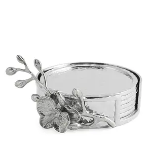 Michael Aram White Orchid Coasters, Set Of 6 - Silver
