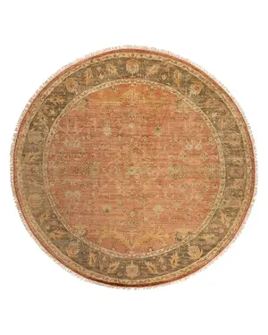 SURYA Hillcrest Hil-9009 Round Area Rug, 8' Round - Tan/brown/red/sage