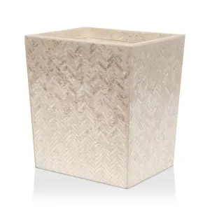 PIGEON AND POODLE Handa Wastebasket - Pearlized Herringbone Capiz