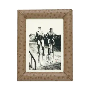 PIGEON AND POODLE Witney Ostrich Leather Frame, 5 X 7 - Oat Brown Ostrich