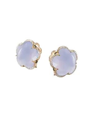 PASQUALE BRUNI Pasquale Bruni 18k Rose Gold, Chalcedony And Diamond Floral Earrings