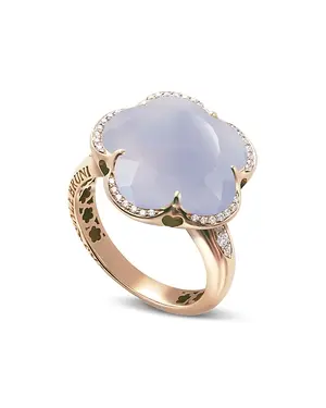 Pasquale Bruni 18k Rose Gold, Chalcedony, And Diamond Bon Ton Ring - Blue