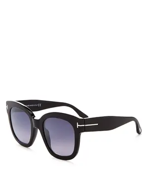 TOM FORD Beatrix Mirrored Square Sunglasses, 52mm - Shiny Black/smoke