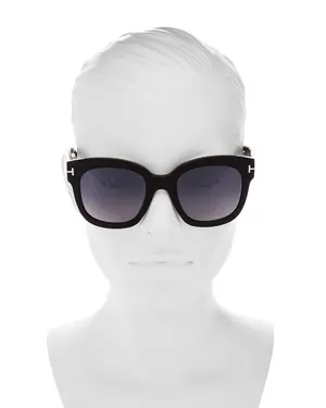 TOM FORD Beatrix Mirrored Square Sunglasses, 52mm - Shiny Black/smoke
