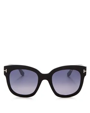 TOM FORD Beatrix Mirrored Square Sunglasses, 52mm - Shiny Black/smoke