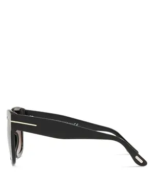 TOM FORD Beatrix Mirrored Square Sunglasses, 52mm - Shiny Black/smoke