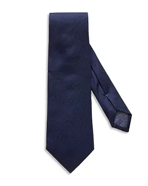 Eton Solid Textured Silk Classic Tie - Blue