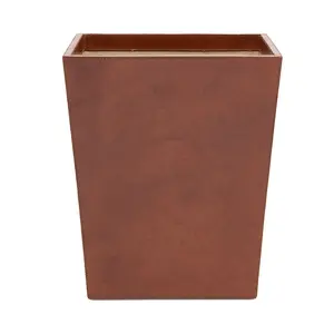 PIGEON AND POODLE Stirling Full Grain Leather Tapered Rectangular Wastebasket - Tobacco
