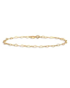Aqua Heart Link Chain Bracelet - Gold