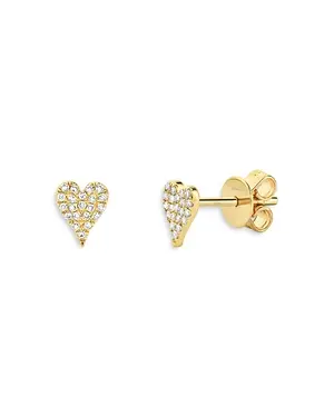 MOON & MEADOW 14k Yellow Diamond Heart Stud Earrings - Gold