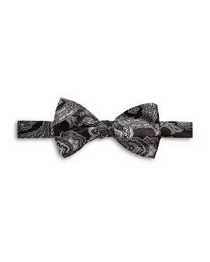 Eton Paisley Silk Bow Tie - Black