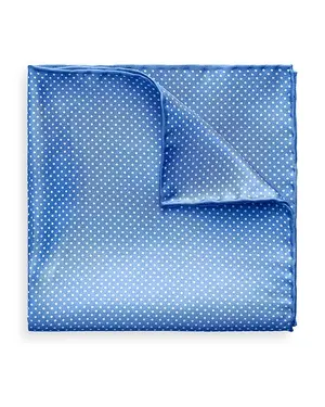 Eton Polka Dot Silk Pocket Square - Blue