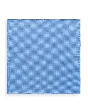 Eton Polka Dot Silk Pocket Square - Blue