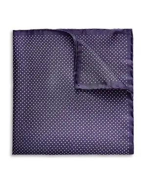 Eton Polka Dot Silk Pocket Square - Purple