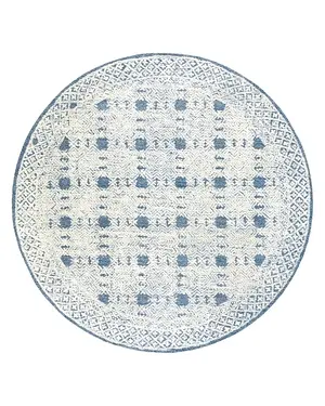 SURYA Louvre Lou-2300 Round Area Rug, 8' Round - Navy/cream/ice Blue