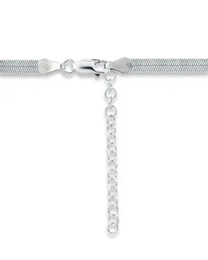 Aqua Herringbone Chain Necklace - Silver