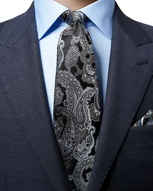 Eton Paisley Silk Pocket Square - Blue