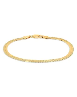 Aqua Herringbone Chain Bracelet - Gold