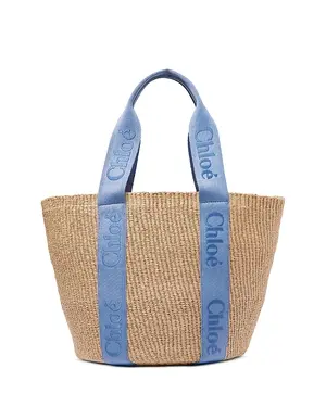 Chloé Chloe Woody Large Basket Tote Ashes Blue