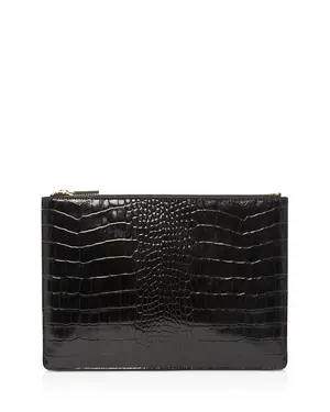 Whistles Croc-embossed Leather Clutch