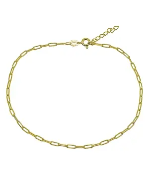 Aqua Paper Clip Chain Anklet - Gold