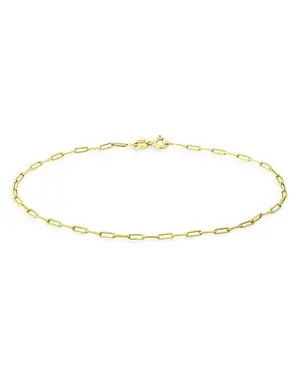 Aqua Sterling Paper Clip Bracelet - Gold