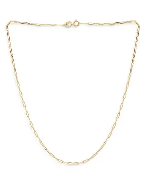 Aqua Sterling Paper Clip Chain Necklace - Gold