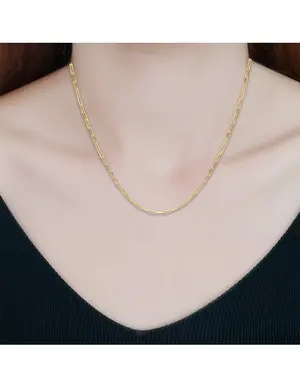 Aqua Sterling Paper Clip Chain Necklace