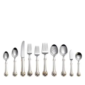 WALLACE Napoleon Bee Gold Accent 45 Piece Flatware Set, Service For 8 - Silver
