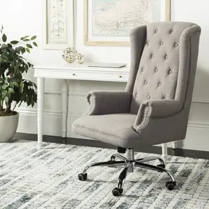 SAFAVIEH Ian Linen Swivel Office Chair