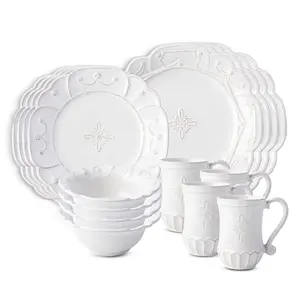 JULISKA Jardins Du Monde 16 Piece Dinnerware Set, Service For 4 - Whitewash