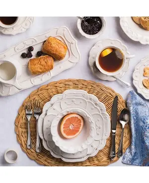 JULISKA Jardins Du Monde 16 Piece Dinnerware Set, Service For 4 - Whitewash