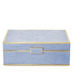 Aerin Classic Croc Jewelry Box, Large - Hydrangea Blue