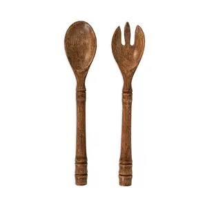 JULISKA Bilbao Wood Salad Servers, Set Of 2 - Medium Brown