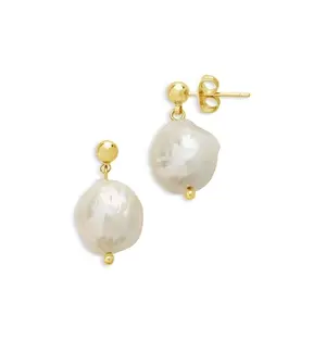 Sterling Forever Imitation Pearl Drop Stud Earrings