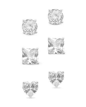 Sterling Forever Statement Stud Earrings, Set Of 3 - Silver