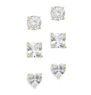 Sterling Forever Statement Stud Earring Set - Gold